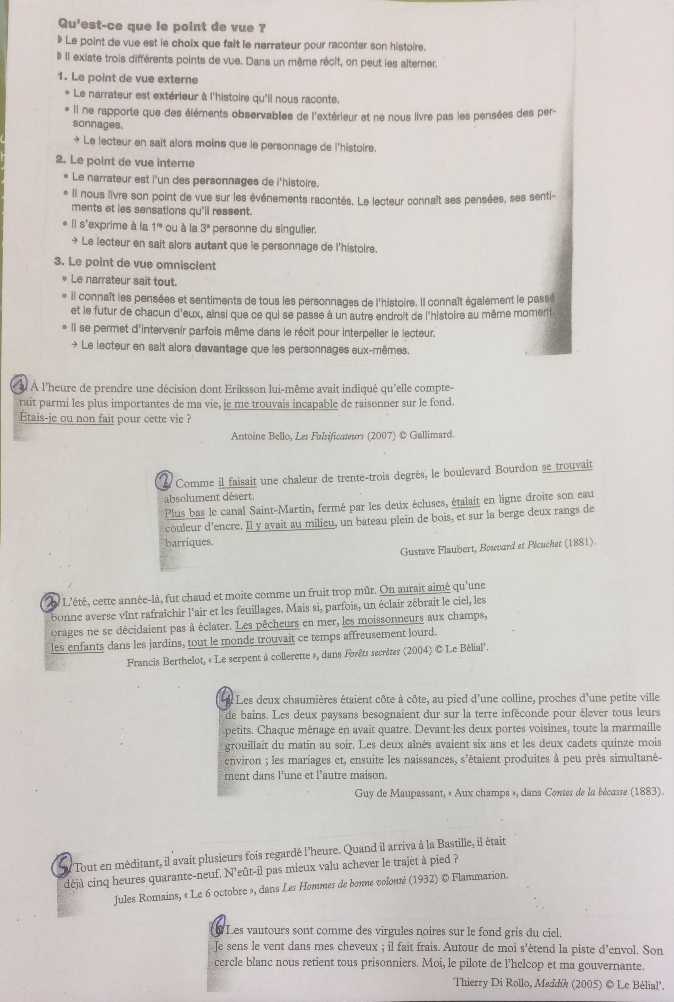 Les différents types de narrateurs – Madame Ghévart